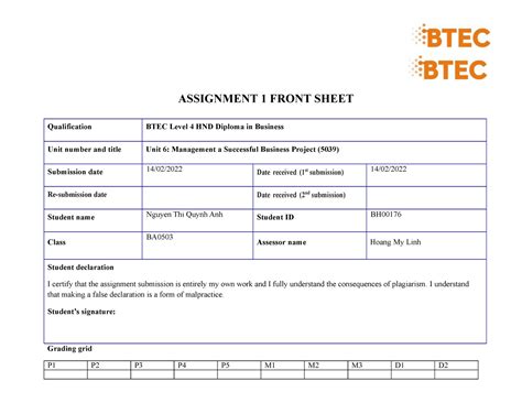 Asm1 Bm Nguyen Thi Quynh Anh Bh00176 Assignment 1 Front Sheet