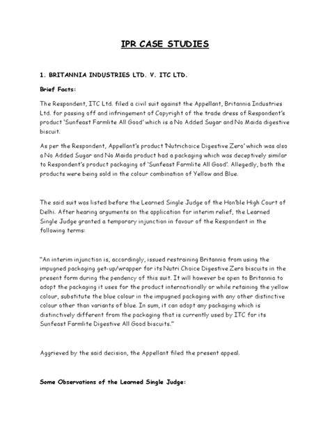 Ipr Case Studies Pdf Trademark Lawsuit