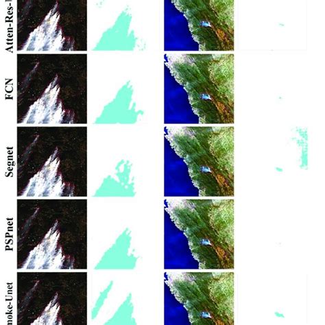 the results of segmentation of different networks a image acquired