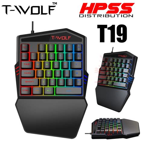 T WOLF T WIRED ONE HANDED GAMING KEYBOARD KEY COLORFUL RGB BACKLIGHT ERGONOMIC DESIGN