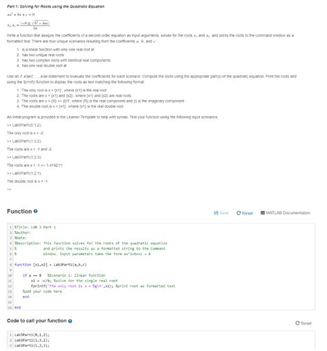 Solved Part Solving For Roots Using The Quadratic Chegg