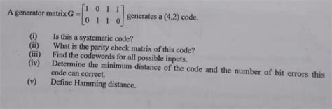 Solved Ageneratorn Attrixg B M1 1 01 1 O 1 1 0 A Generator