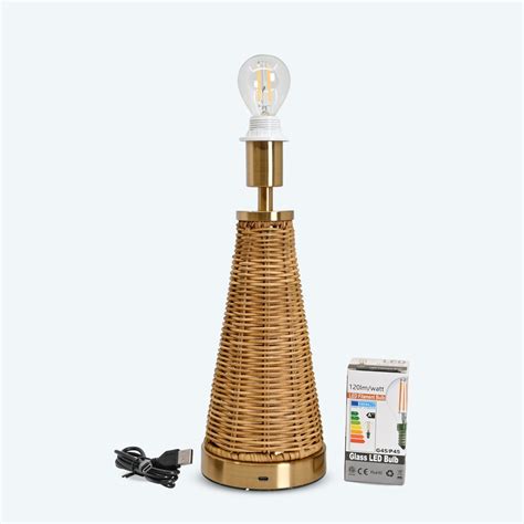Cone Rattan Cordless Lamp Base