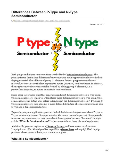 Differences Between P Type And N Type Semiconductor Pdf