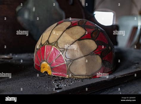 Vintage Stained Glass Lamp Globe At An Abandoned Warehouse In Dayton