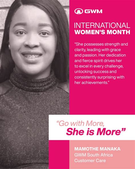 To The Women Of Gwm As We Celebrate International Womens Month We… Gwm South Africa