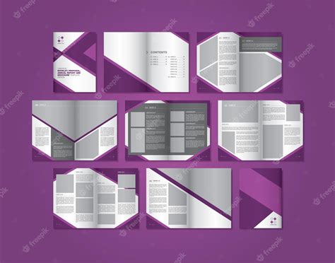 Premium Vector Multipage Design Booklet And Brochure Template With Purple Theme Color And 14