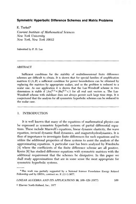 Pdf Symmetric Hyperbolic Difference Schemes And Matrix Problems Dokumen Tips