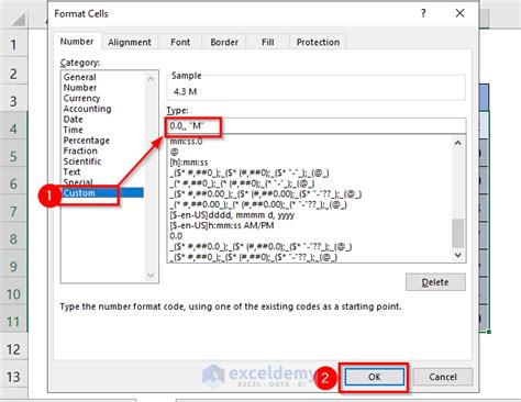 millions with one decimal get this excel custom number format