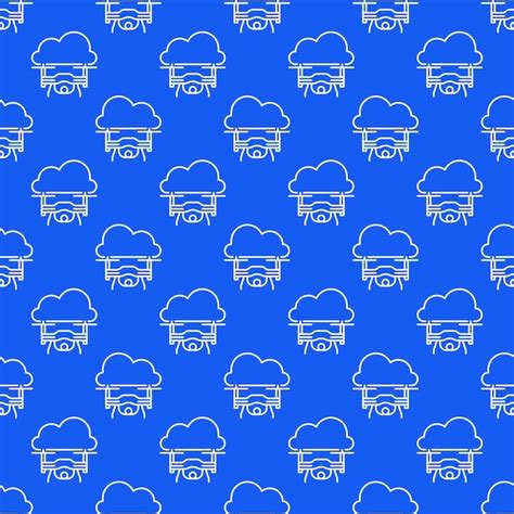 Premium Vector Drone In Cloud Vector Quadcopter In Sky Concept Blue Outline Seamless Pattern