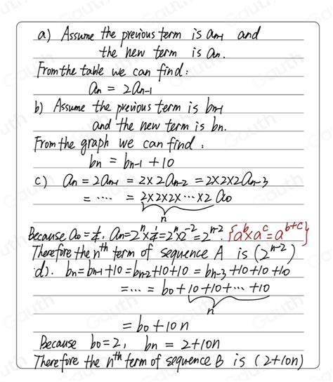 Solved Sequence A Sequence B Term Number 1 For Sequence A Describe A Way To Produce Each New