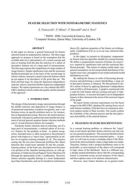 Pdf Feature Selection With Nonparametric Statistics