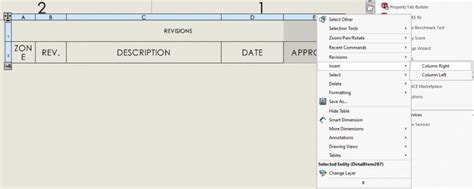 solidworks pdm custom revision table columns