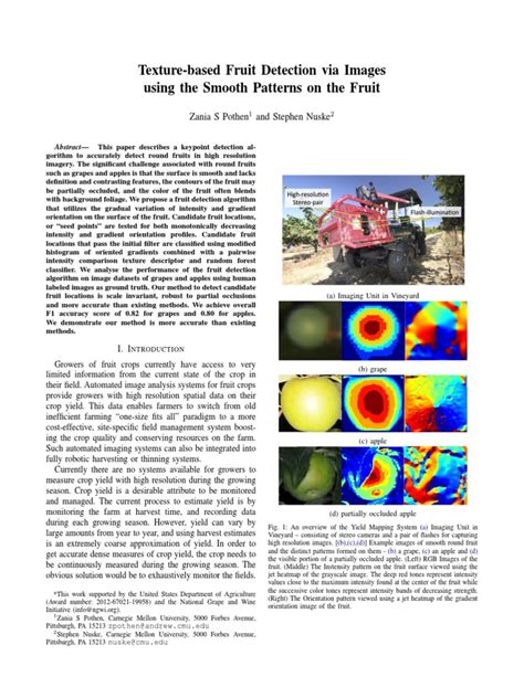 texture based fruit detection via images using the smooth patterns on