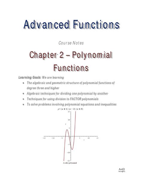 Ch2 Polynomial Function Notes Pdf Factorization Polynomial