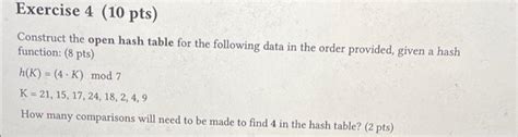 Solved Exercise 4 10 Pts Construct The Open Hash Table For