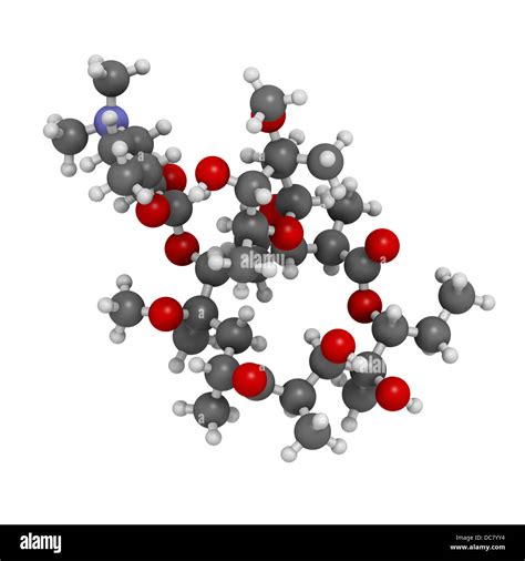 Clarithromycin Antibiotic Drug Macrolide Class Chemical Structure Atoms Are Represented As