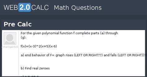 View Question Pre Calc