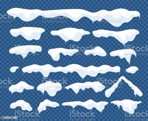 스노우 캡 눈덩이와 눈은 겨울 장식 눈 덮인 요소를 표류합니다 크리스마스 만화 벡터 고립 된 세트 눈 냉동상태의 물에 대한 스톡 벡터 아트 및 기타 이미지 Istock