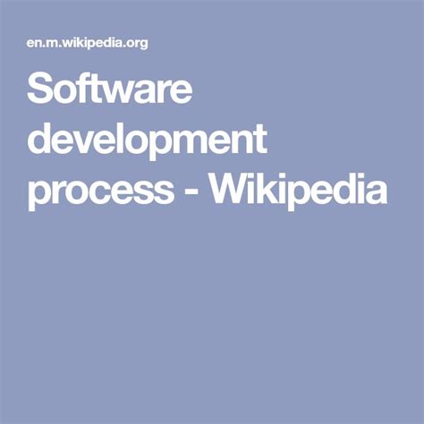 Software Development Process Wikipedia Systems Development Life