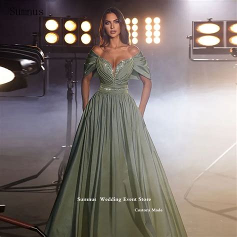 Sumnus Modern Prom Dresses Off The Shoulder Sweetheart Satin Long