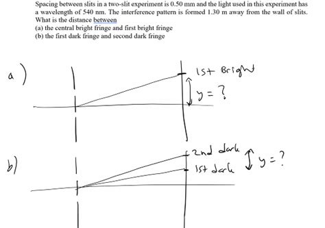 Solved Spacing Between Slits In A Two Slit Experiment Is Chegg