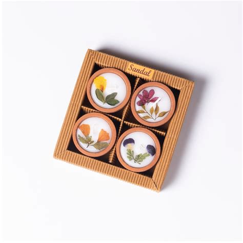 4cm Pot Candle T Box 4 In 1 Sandal Deepam Candles
