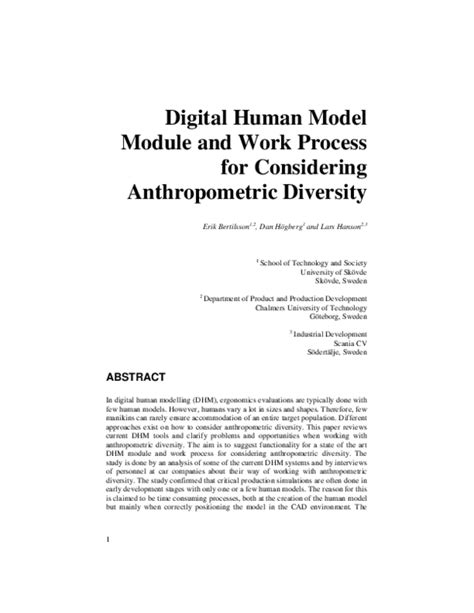 Pdf Digital Human Model Module And Work Process For Considering Anthropometric Diversity