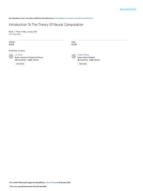 Introduction To The Theory Of Neural Computation Pdf Principal