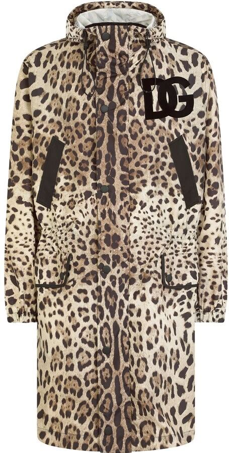 Dolce And Gabbana Logo Patch Leopard Print Raincoat Shopstyle