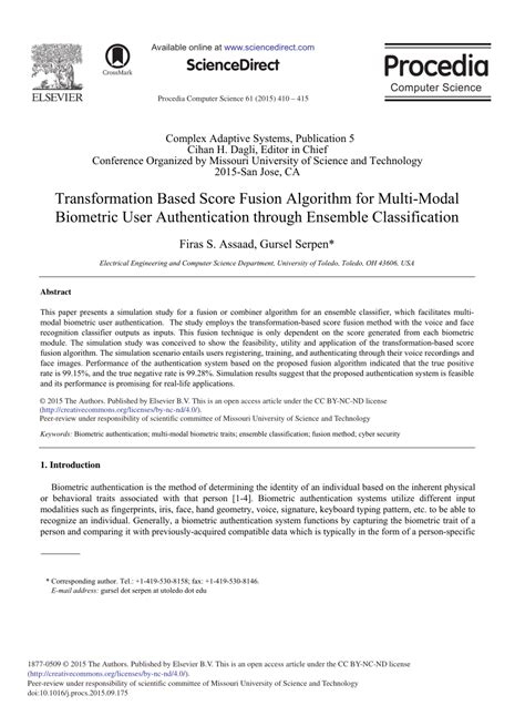 Pdf Transformation Based Score Fusion Algorithm For Multi Modal