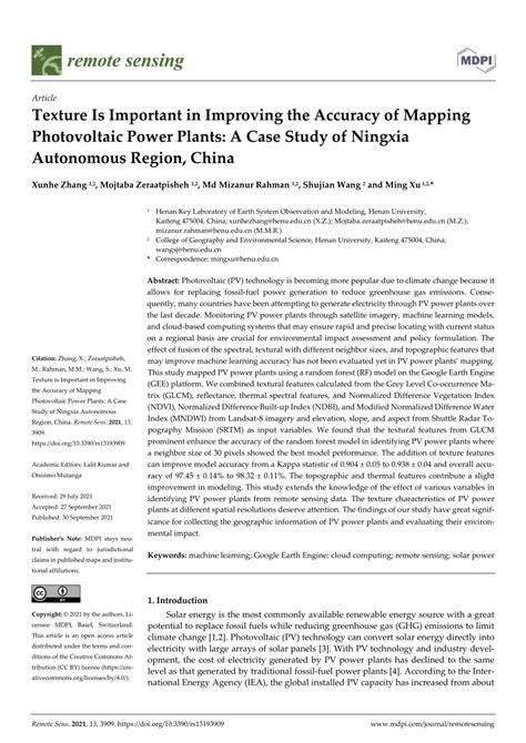 Pdf Texture Is Important In Improving The Accuracy Of Mapping Photovoltaic Power Plants A