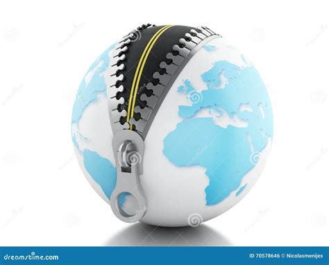3d Globe With Zipper Open And A Map Pointer Stock Image Cartoondealer