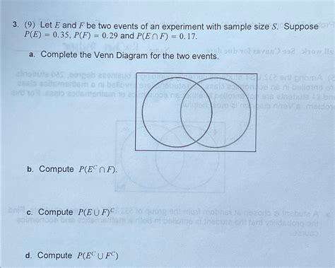 Solved 9 Let E And F Be Two Events Of An Experiment Chegg Com