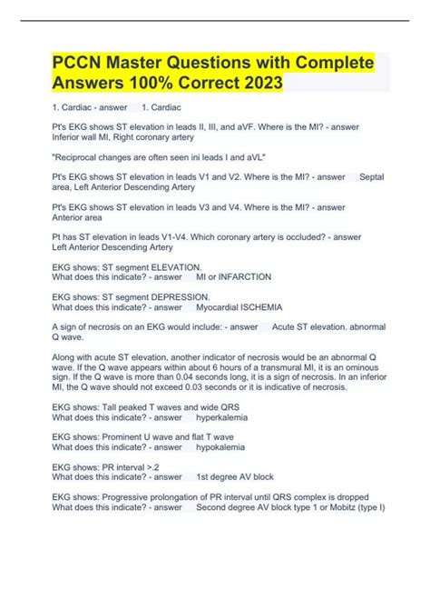 Pccn Master Questions With Complete Answers 100 Correct 2023 Pccn Stuvia Us