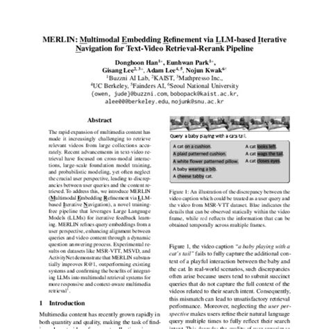 Merlin Multimodal Embedding Refinement Via Llm Based Iterative Navigation For Text Video