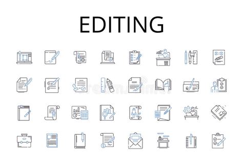Editing Line Icons Collection Proofreading Reviewing Touch Up Polishing Revising Refining