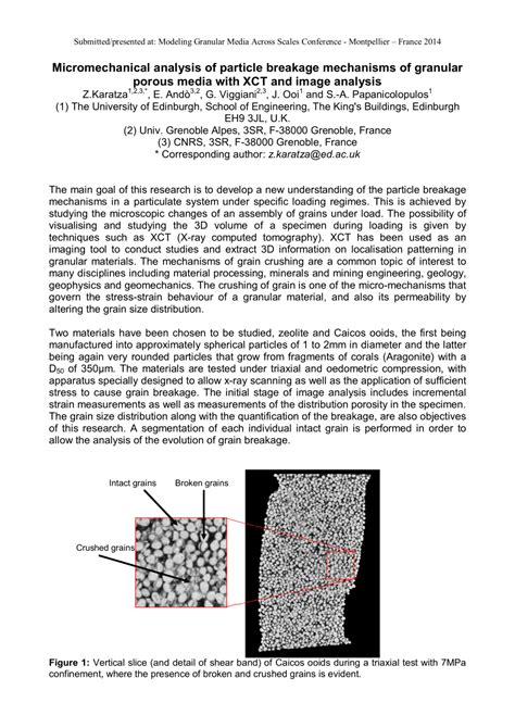 PDF Micromechanical Analysis Of Particle Breakage Mechanisms Of Granular Porous Media With XCT