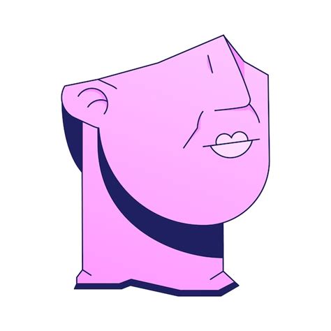 부러진 머리 조각 평면 벡터 만화 아이콘 프리미엄 벡터