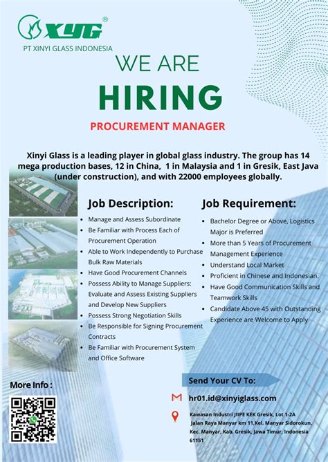 Hiring Procurement Procurementcareer Xinyi Glass Indonesia