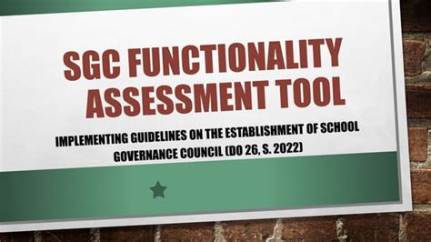 Sgc Functionality Assessment Tool Presentation Tool Pptx