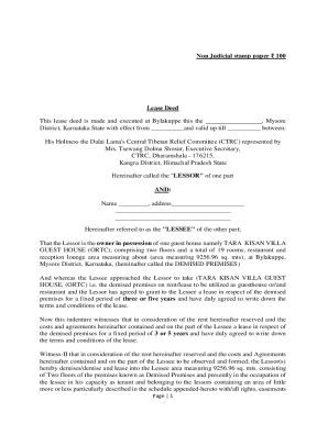 Fillable Online EXECUTION OF LEASE DEED S No Documents Contents 1 Fax Email Print PdfFiller