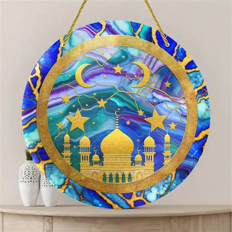 1개 모스크 장식 종교 장식 2032cm2032cm 기도실 장식 종교적 기도 홈 장식 신앙 표시 이슬람 매달린 장식 집들이 선물 벽 장식 방 장식