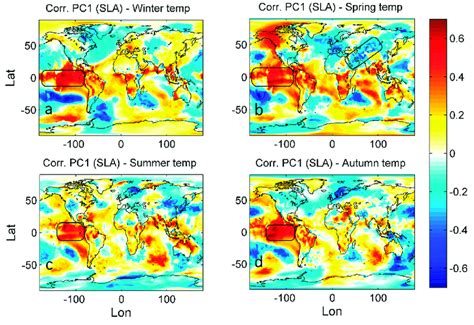 The Spatial Correlation Pattern Of Pc1 With Global Temperature During