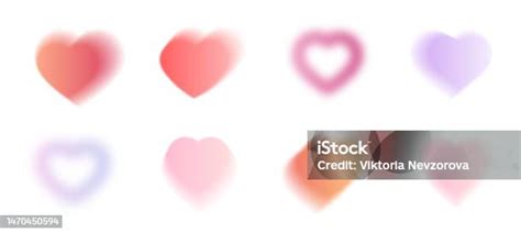 추상적 인 흐릿한 그라데이션 하트 세트 발렌타인 데이를 위한 부드러운 그래픽 요소 컬렉션입니다 Y2k 미적 아우라 벡터 격리 된 그림 0명에 대한 스톡 벡터 아트 및 기타