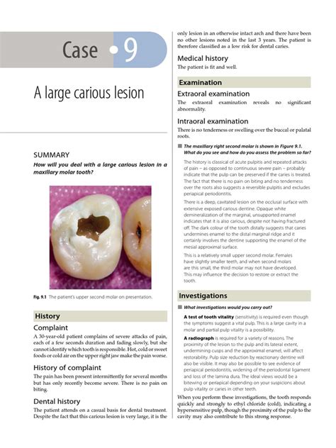 9 A Large Carious Lesion Pdf Dentin Tooth Enamel