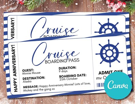 Editable Cruise Boarding Pass Printable Cruise Ticket Custom Cruise