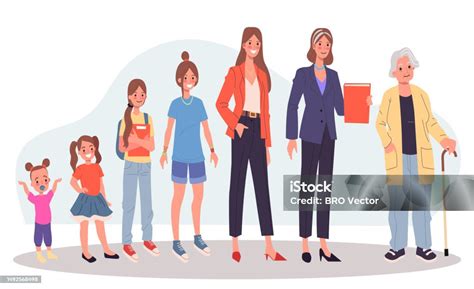 다양한 연령대의 여성 벡터 일러스트레이션 갈색에 대한 스톡 벡터 아트 및 기타 이미지 갈색 개발 다양성 Istock