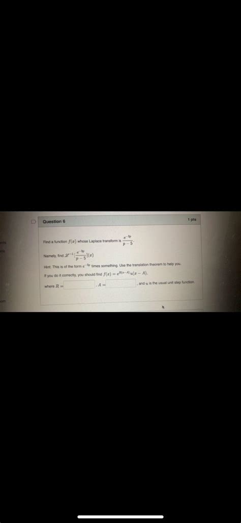 solved find a function f x whose laplace transform is