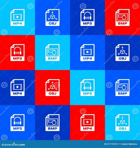 Set MP File Document OBJ MP And BMP Icon Vector Stock Vector Illustration Of Audio Media